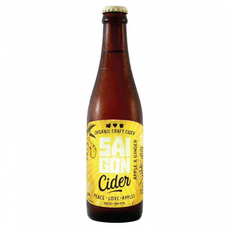 Saigon Cider - Organic Cider Apple & Ginger 4.7% 330ml (Pack of 6 bottles)